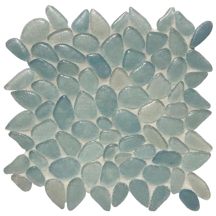Tesoro Liquid Rocks Aqua Blue Random Pebble Mosaic