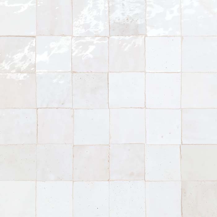 Bedrosians Zagora - Neige Blanc 2" x 2" Glossy Zellige Mosaic Tile