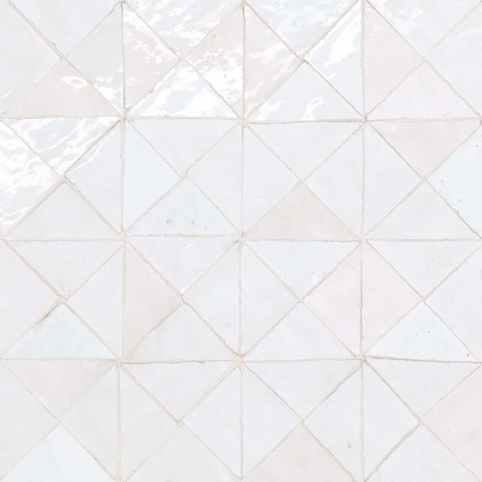 Bedrosians Zagora - Neige Blanc Triangle Glossy Zellige Mosaic Tile