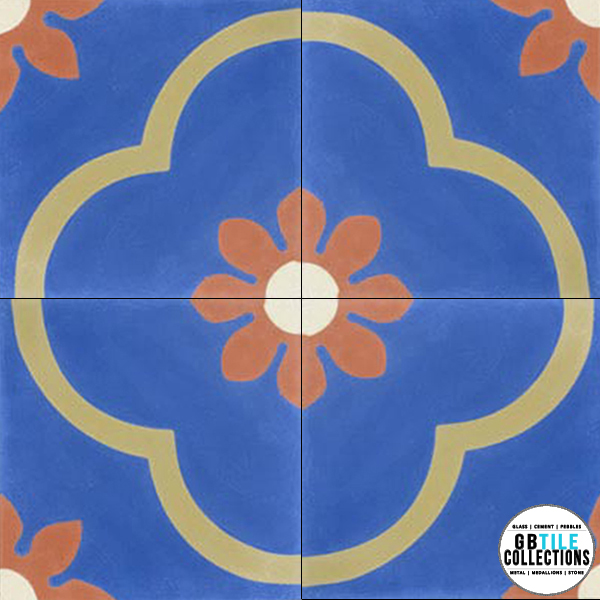 Original Mission - Two Flowers 8" x 8" Cement Tile | GBTile Collections