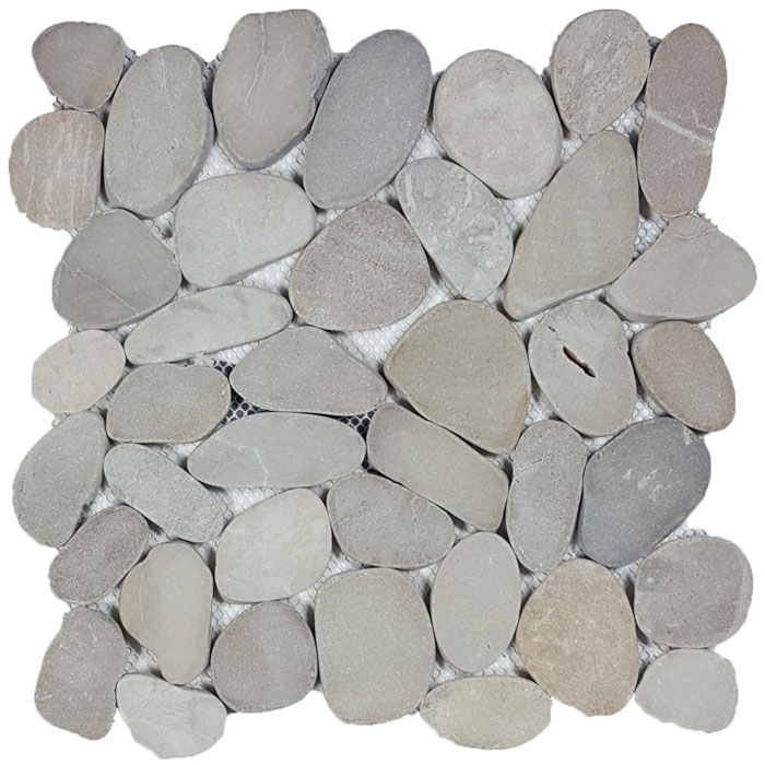 Tesoro Ocean Stones - Tan Sliced Pebble Mosaic