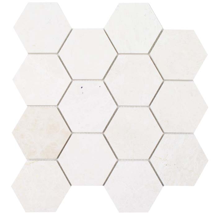 Tesoro Ice Beige - Beige Honed 3" Hex Stone Mosaic