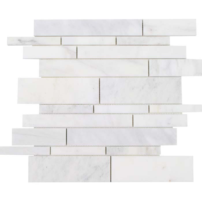 Tesoro Ice White - White Honed Random Linear Stone Mosaic