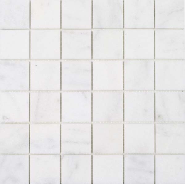 Tesoro Snow White - White Honed 2" x 2" Square Stone Mosaic