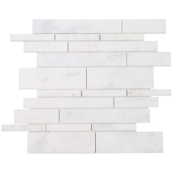 Tesoro Snow White - White Honed Random Linear Stone Mosaic