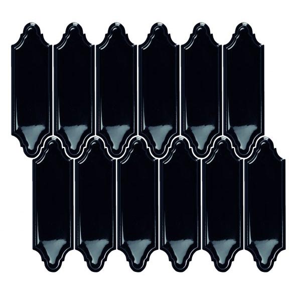 Soci Hampton - 2" x 6" Onyx Draper Pattern Ceramic Mosaic