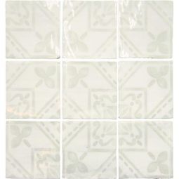 Soci Fado - 5" x 5" White Moura Deco Ceramic Tile