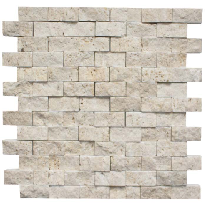 1" x 2" Brick Splitface Beige / Ivory
