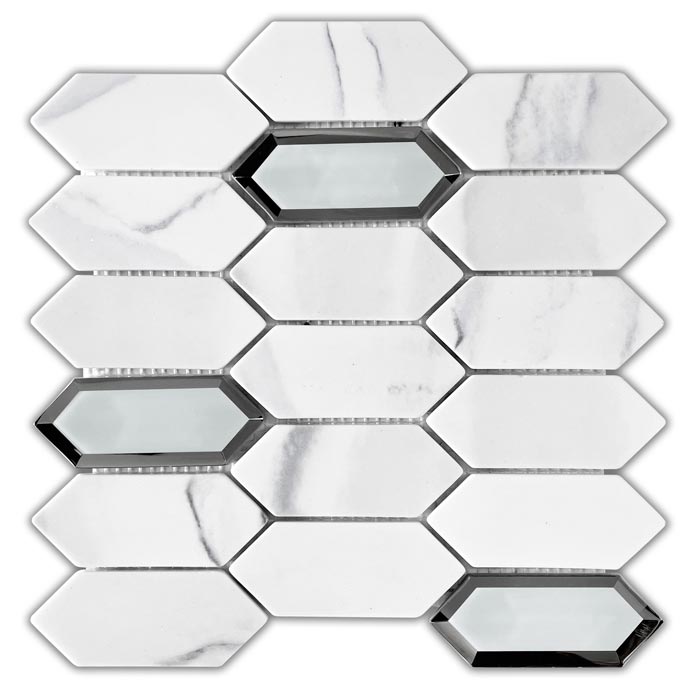 Emser L'Amour - White Picket Recycled Glass Mosaic