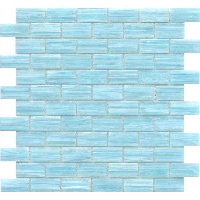 Emser Swirl - Sky 1" x 2" Offset Glass Mosaic
