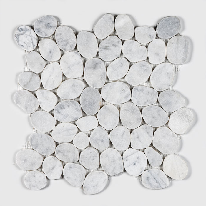 Shaved Pebbles - Carrara 12" x 12" Mosaic