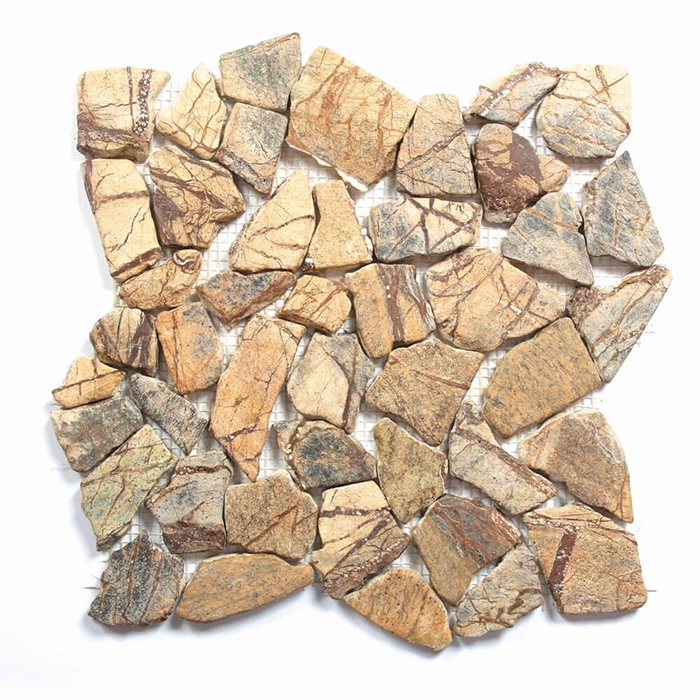 Marble Chip Pebbles - Forest Brown Flat Stone 4" x 12" Interlocking Border