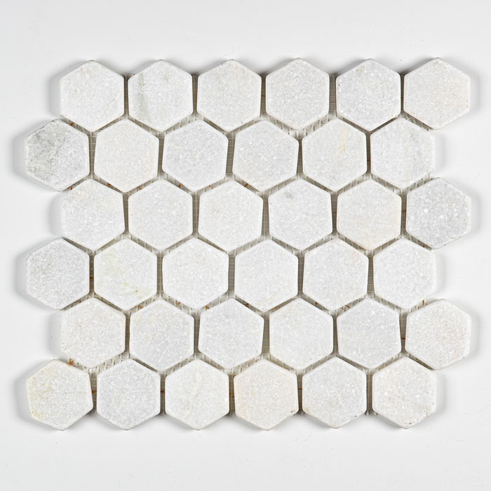 Tumbled Stone 2" Hexagons - Glacier White