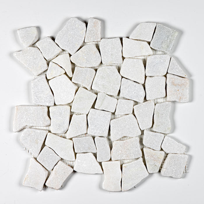 Marble Chip Pebbles - Glacier White 12" x 12" Mosaic