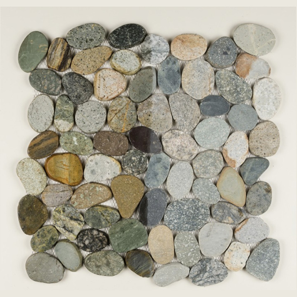 Jumbo Shaved Pebbles - Olive Mix Pebble Mosaic