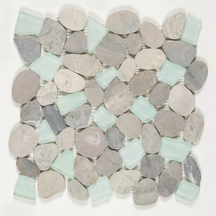 Sea Glass Pebbles - Oyster Bay 6" x 12" Interlocking Pebble Border