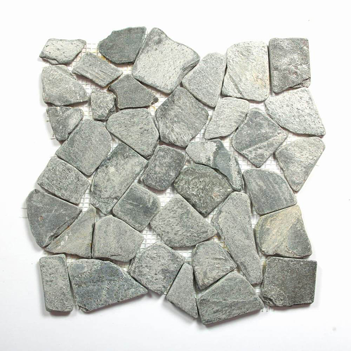Marble Chip Pebbles - Quartzite Silver 12" x 12" Mosaic